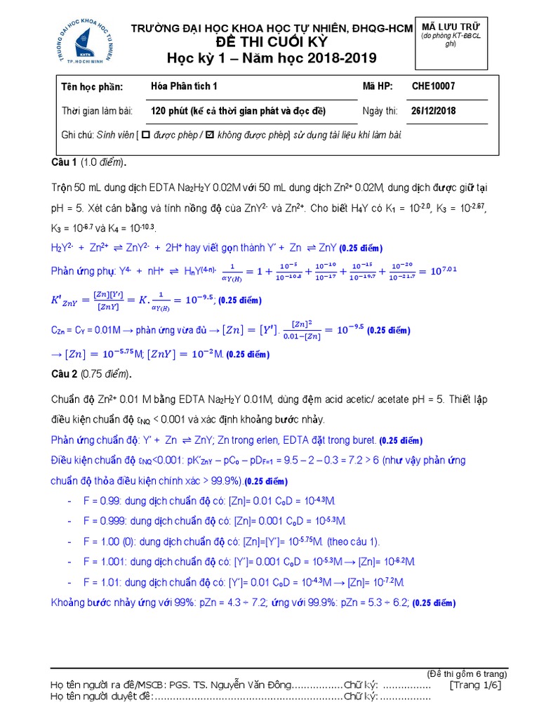 (123doc) - De-Thi-Cuoi-Ki-Hoa-Phan-Tich-1-Dh-Khtn-Hcm | PDF