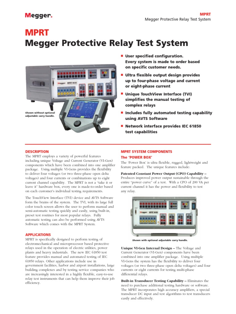 Megger Protective Relay Test System | PDF | Amplifier | Relay