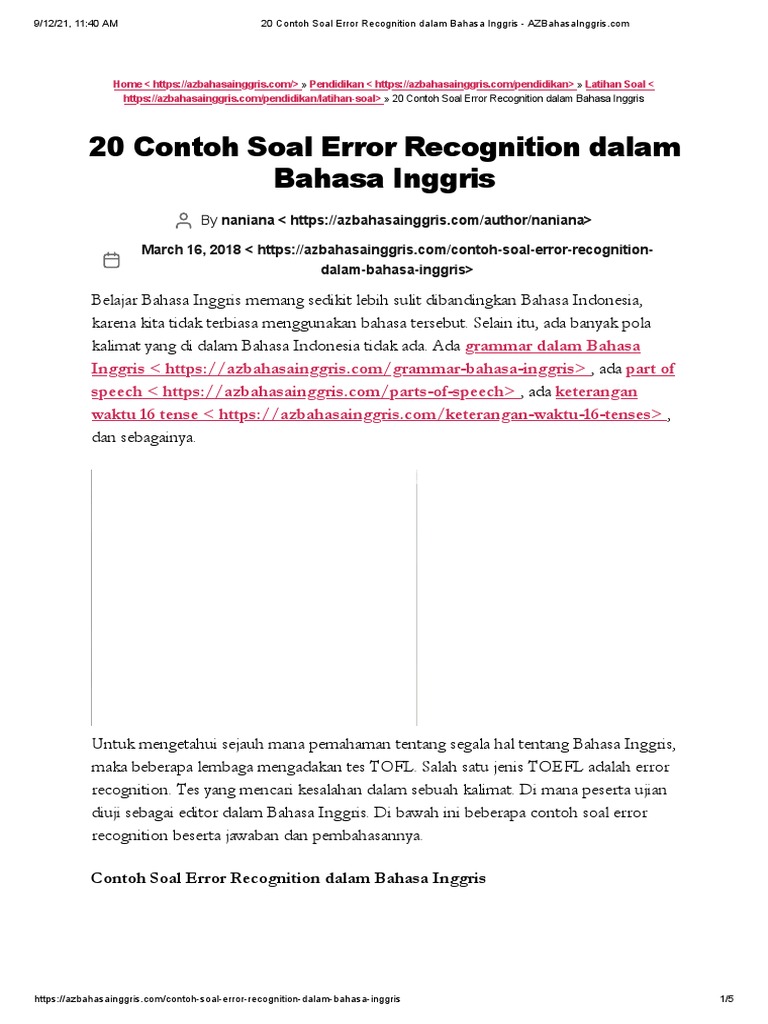 20 Contoh Soal Error Recognition | PDF