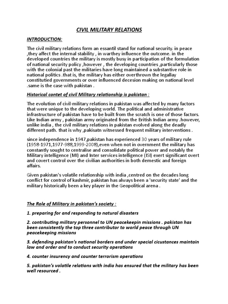 Civil Military Relations | PDF | Civil–Military Relations | Pakistan