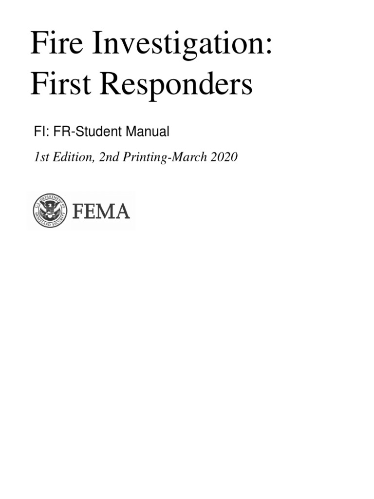 Fire Investigation: First Responders: FI: FR-Student Manual | PDF ...