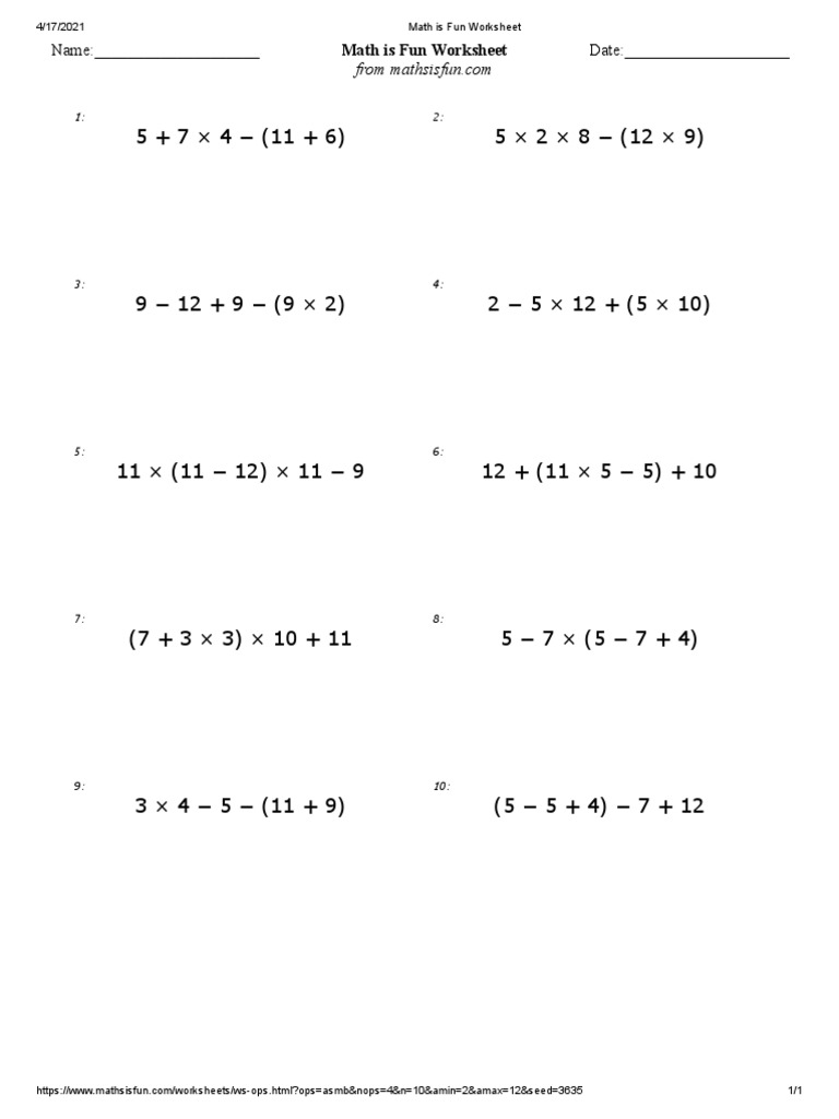 Math Is Fun Worksheet | PDF