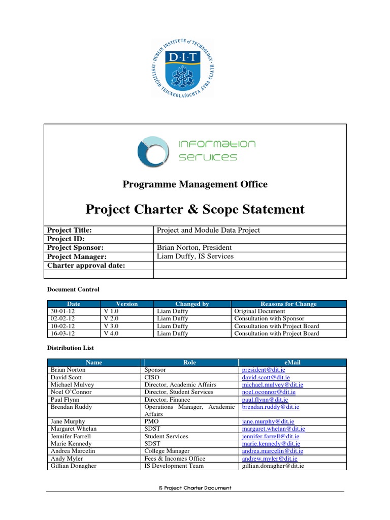 Project Charter and Scope Statement | PDF | Backup | Databases