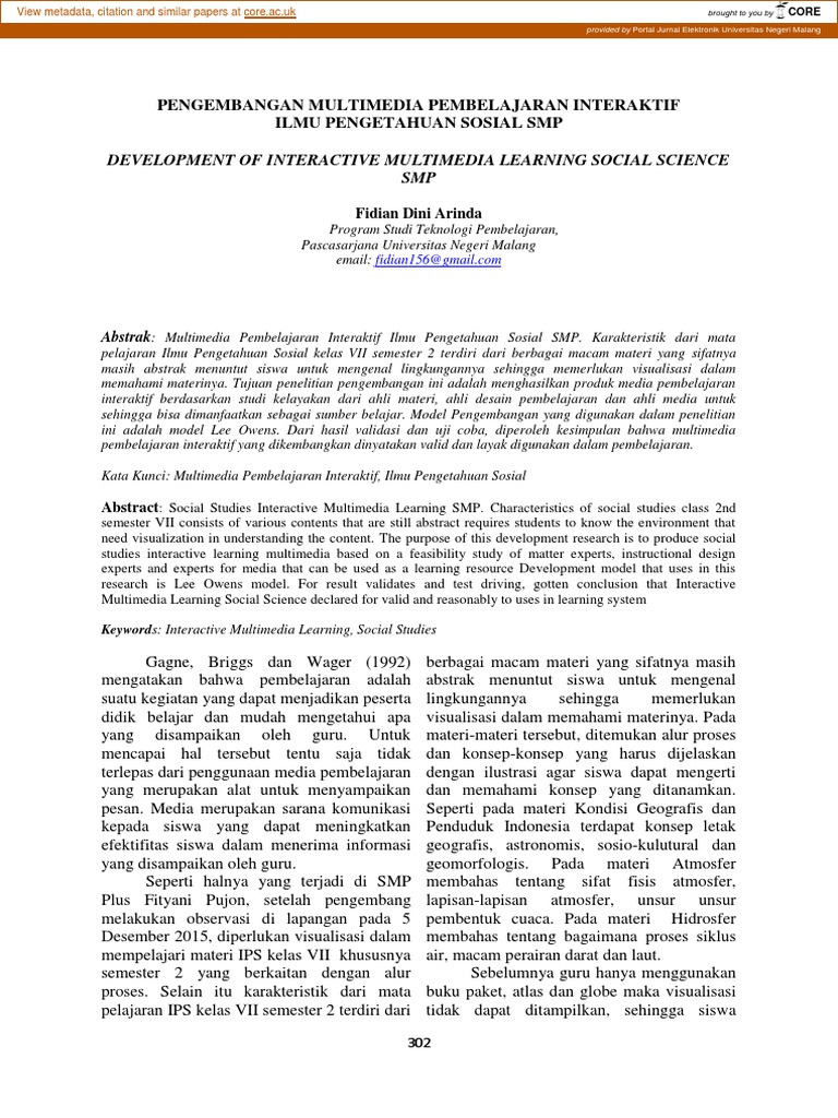 Development of Interactive Multimedia Learning Social Science SMP | PDF