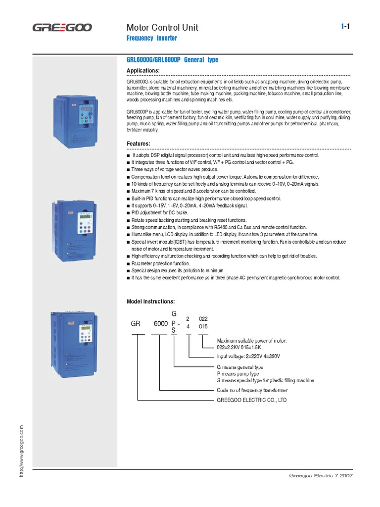 Motor Control Unit: 1 Frequency Inverter | PDF | Electric Motor | Power ...
