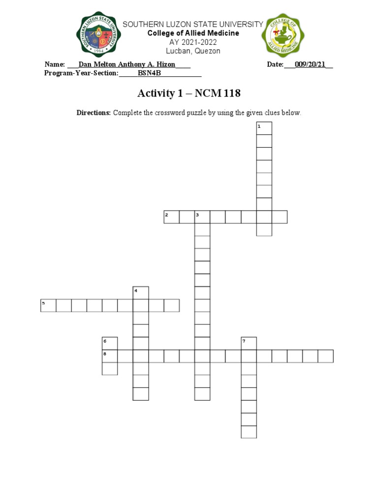 Activity 1 - NCM 118: College of Allied Medicine | PDF | Lung | Blood