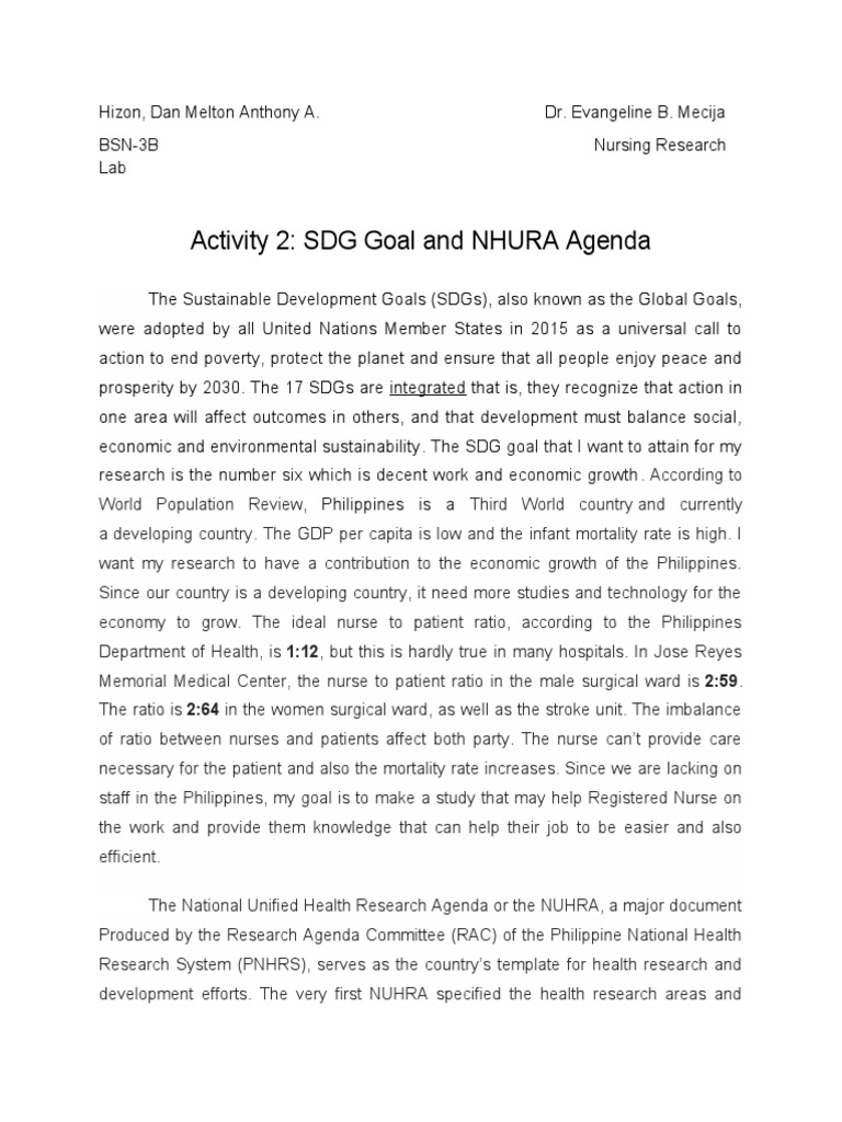 Hizon, Research Lab Avtivity 2 | PDF | Hospital | Nursing