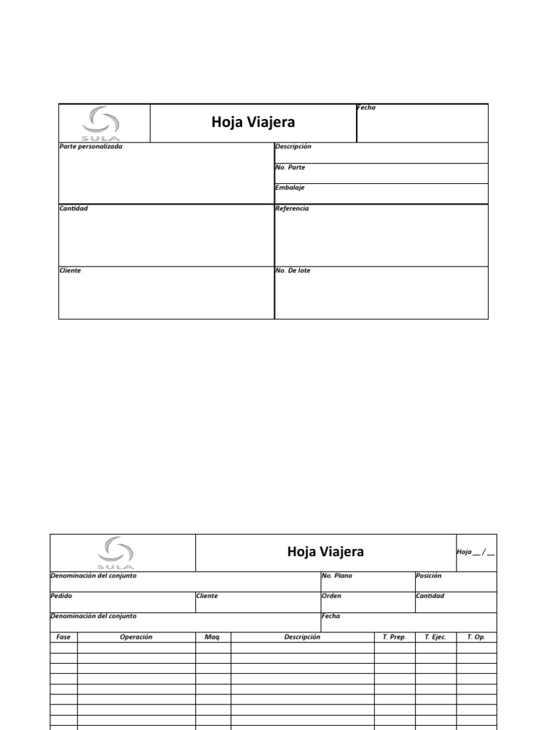 Hoja Viajera De Producción Detallada Pdf