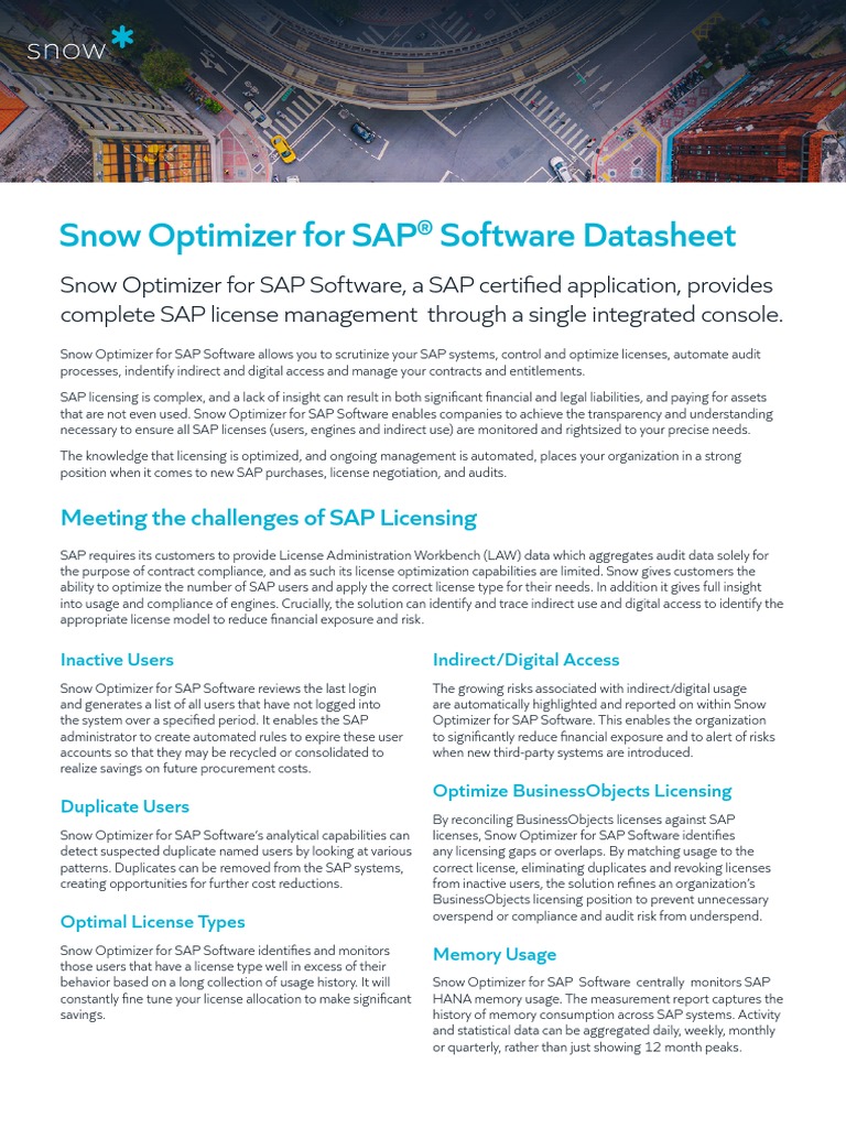 Snow Optimizer For SAP Software Datasheet 03.10.21 v3 - Final | PDF ...