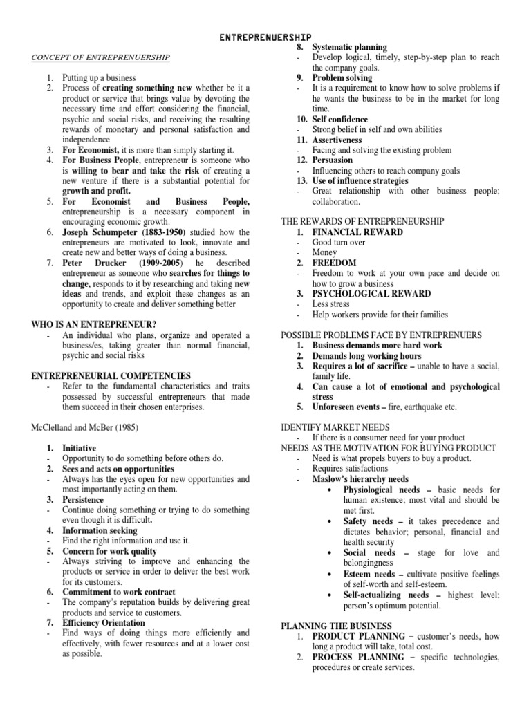 Entrepreneurship Reviewer | PDF | Entrepreneurship | Economies