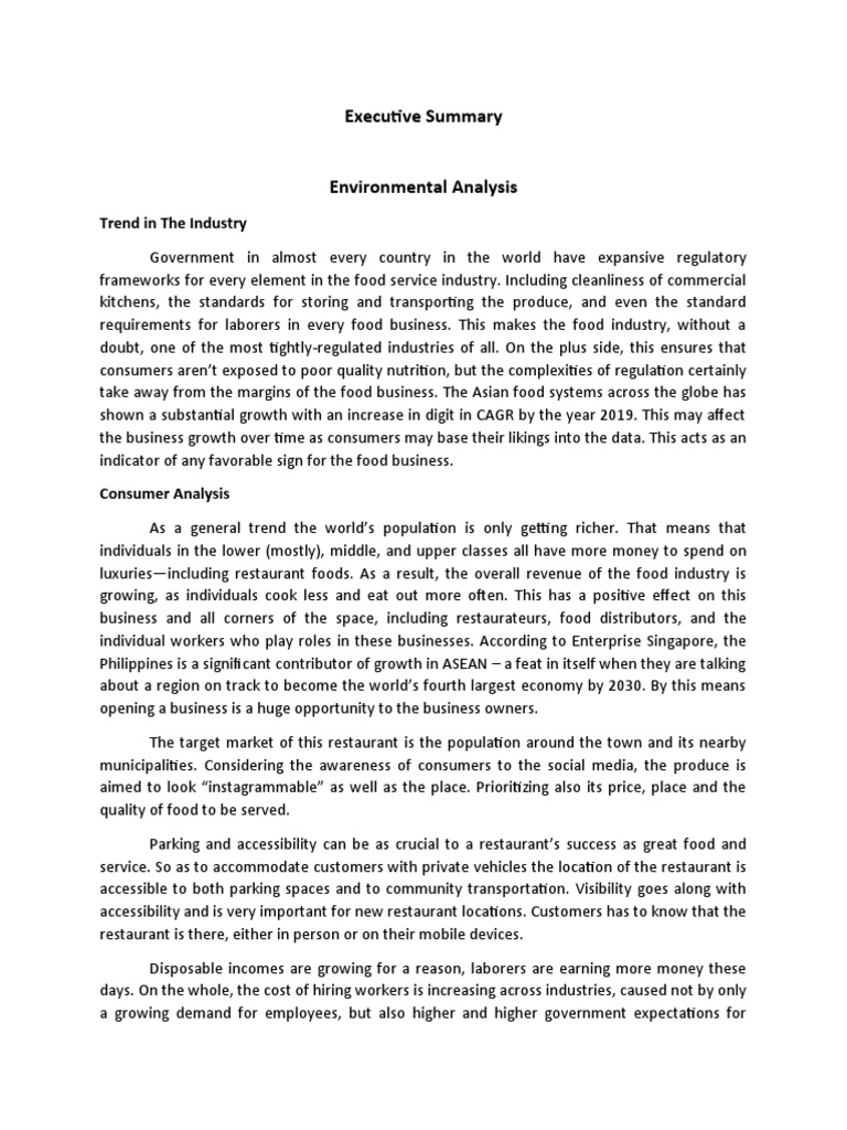 Executive Summary: Trend in The Industry | PDF | Foods | Restaurants