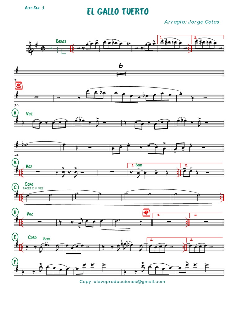 El Gallo Tuerto - Alto Sax. 1 | PDF