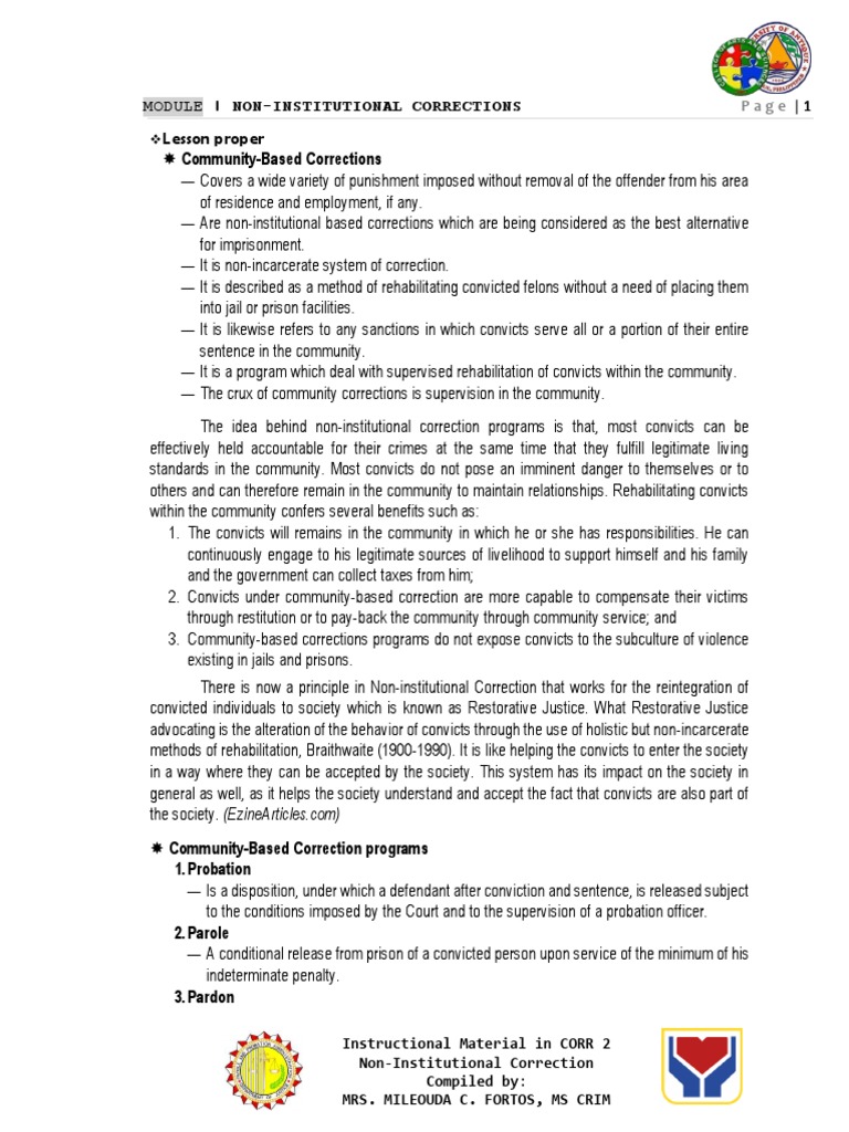 Lesson Proper Community-Based Corrections | PDF | Prison | Probation