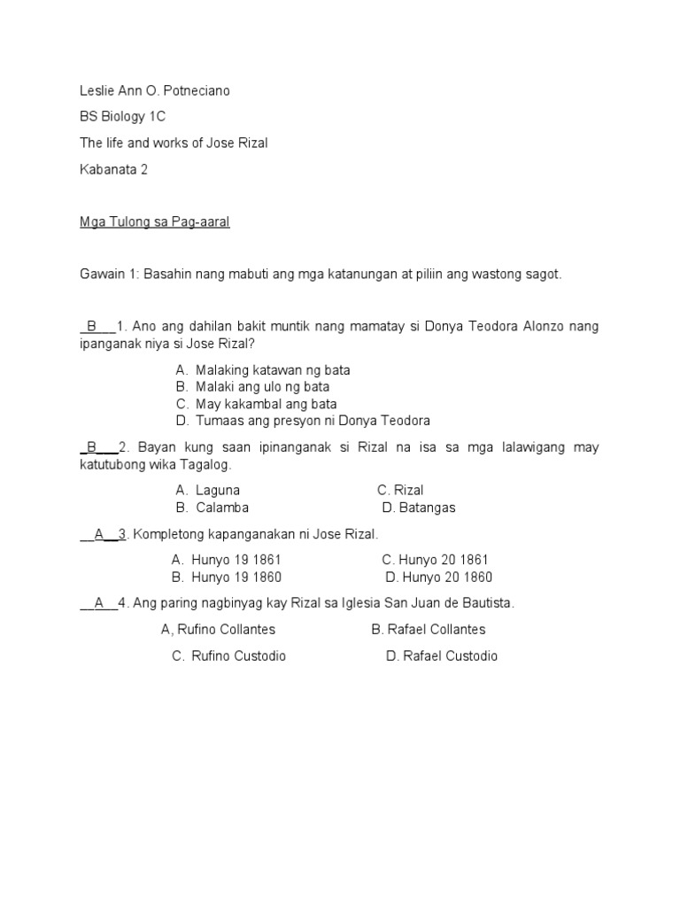 The Life and Works of Jose Rizal Module 1 | PDF