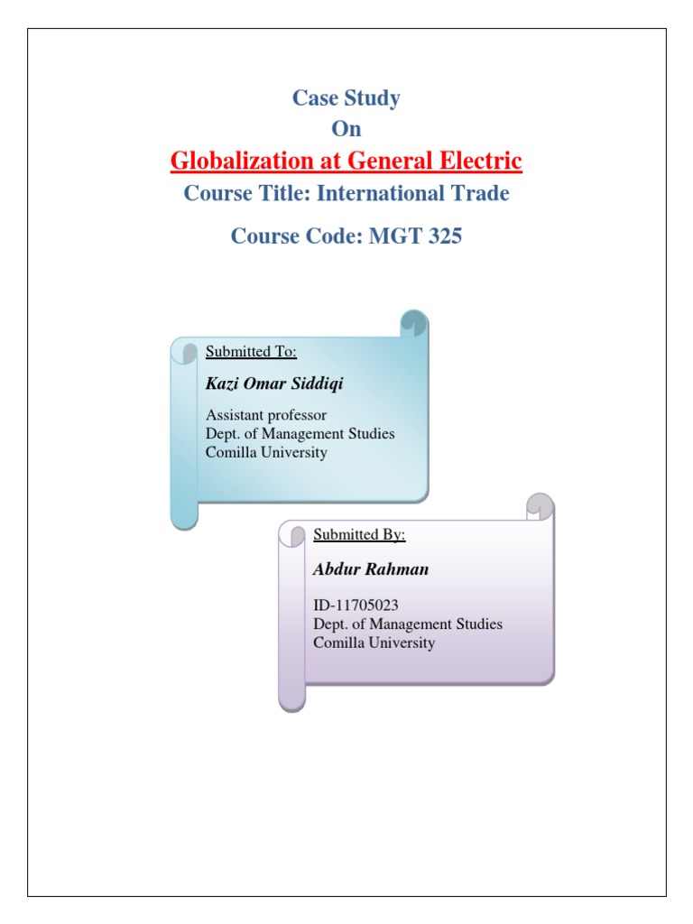 International Trade-Case Study | PDF | General Electric | Employment