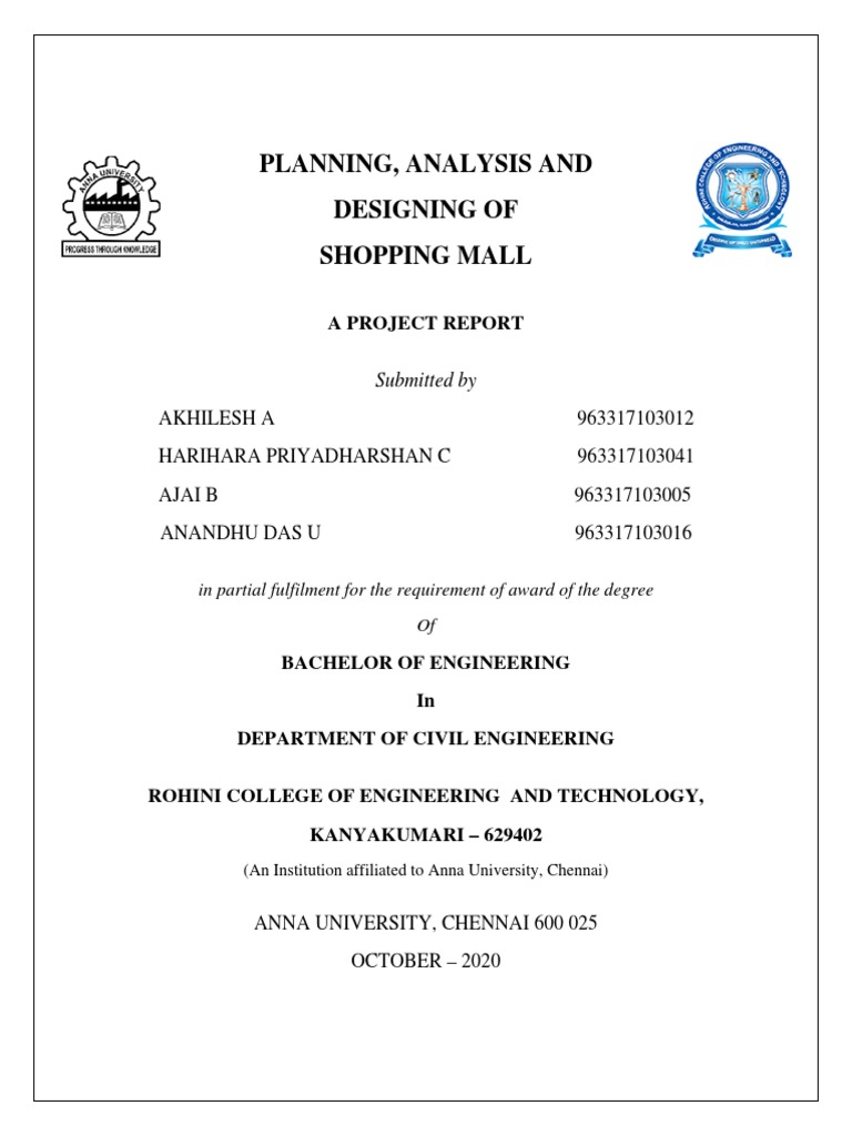 Planning, Designing and Analysis of Shopping Mall | PDF | Retail | Beam ...
