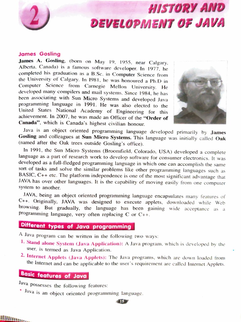 History & Development of Java | PDF | Programming | Computer Program