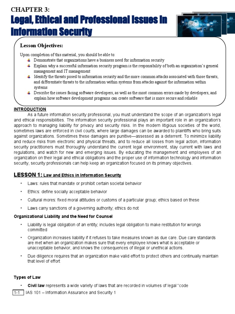 Legal, Ethical and Professional Issues in Information Security | PDF ...