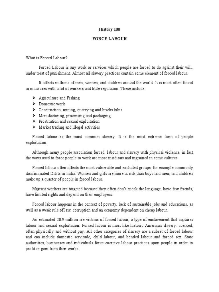 History of Forced Labour | PDF | Slavery | Labour Economics