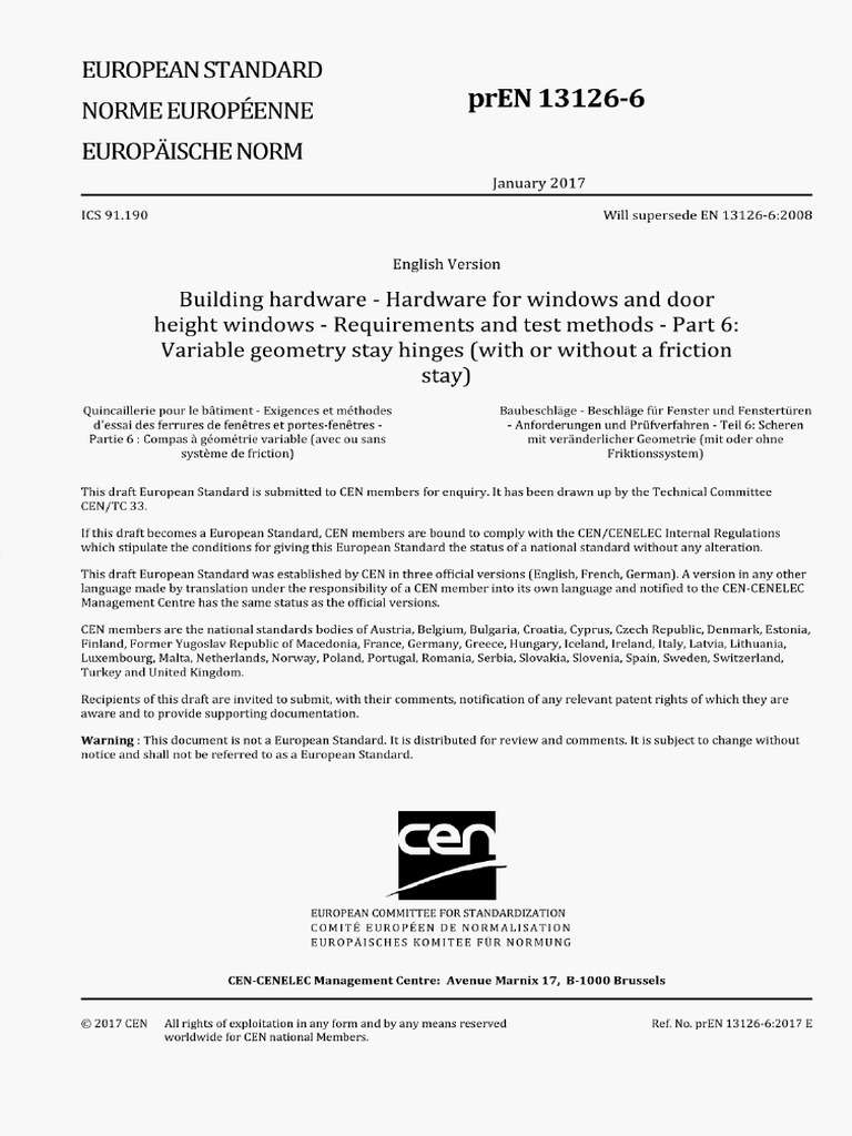 En 13126-6 2017 | PDF