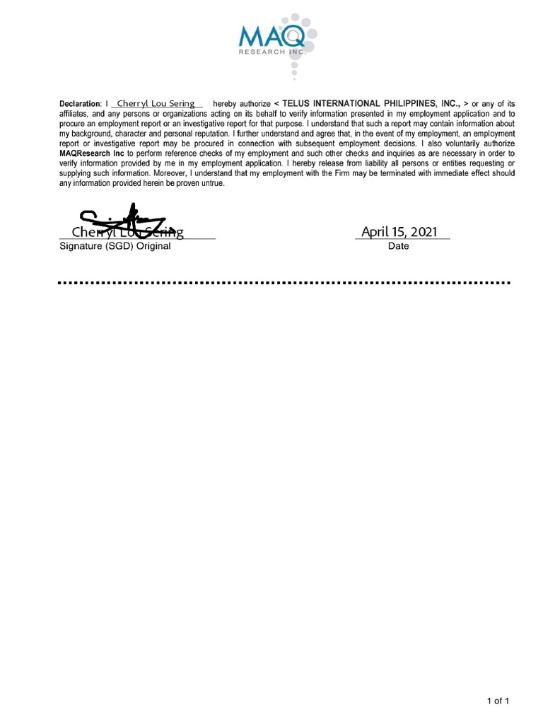 Background Check Consent Form | PDF