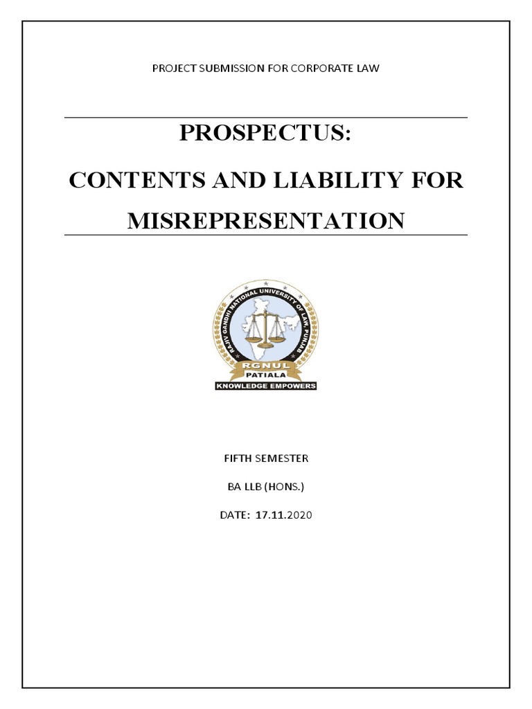 PROSPECTUS - Contents and Liability For Misrepresentation | PDF ...