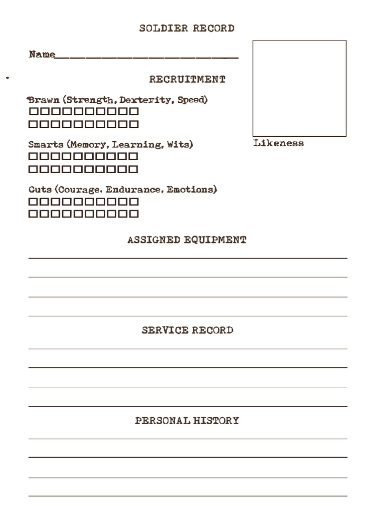 Never Going Home Character Sheet Printer Friendly (Form Fillable) | PDF