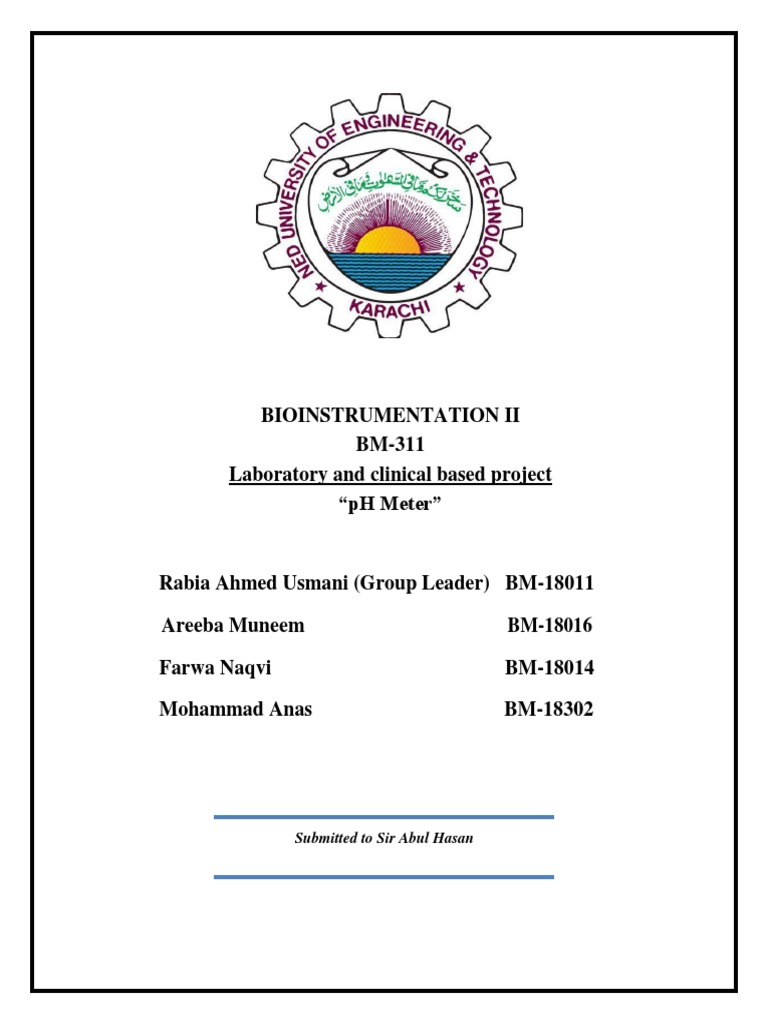 Bioinstrumentation Ii BM-311 Laboratory and Clinical Based Project "PH ...