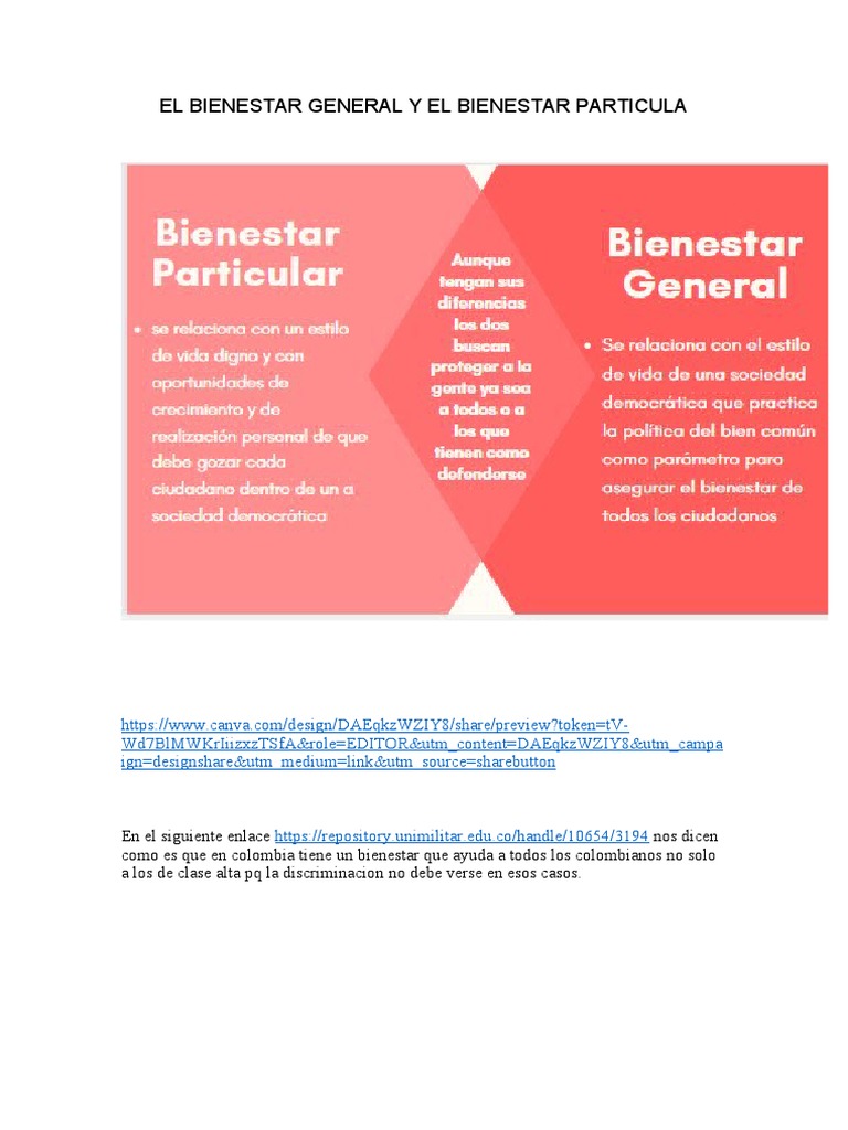 El Bienestar General y El Bienestar Particular | PDF