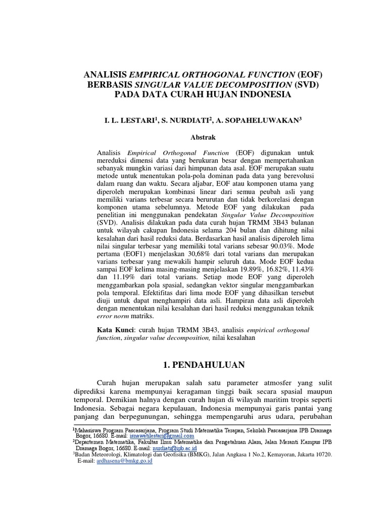 Analisis Empirical Orthogonal Function e F8b73aeb | PDF | Metode ...
