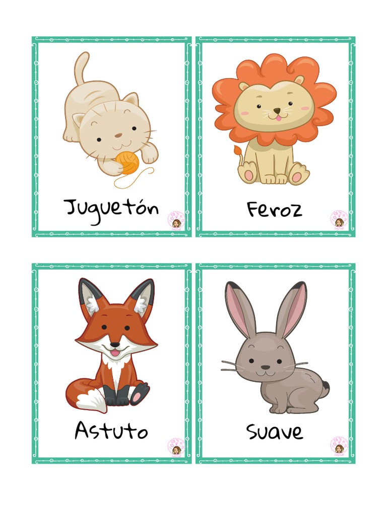 Tarjetas Adjetivos | PDF