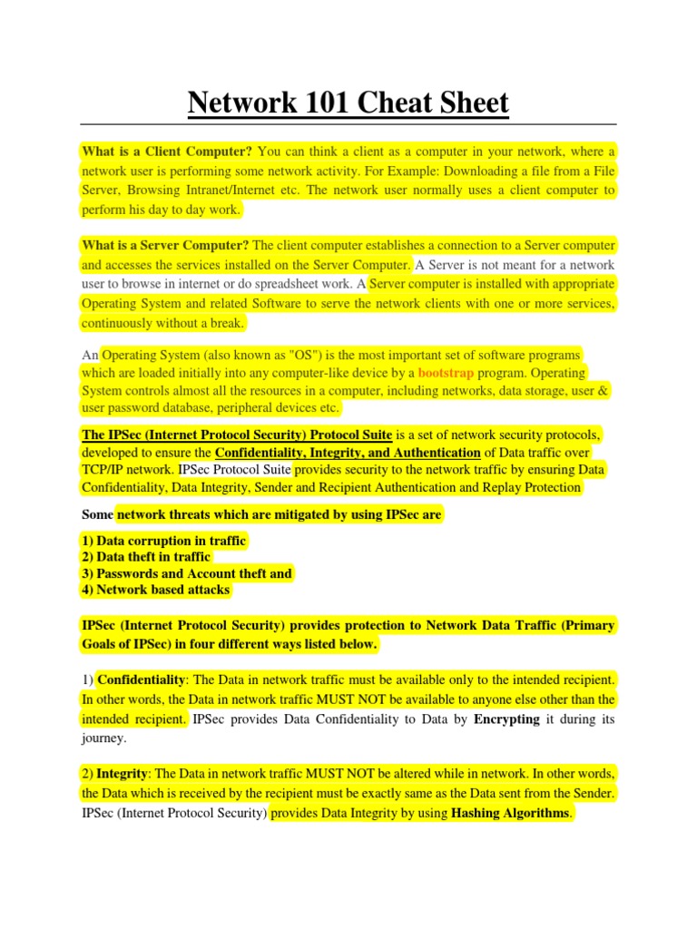 Network 101 Cheat Sheet | PDF | Denial Of Service Attack | Osi Model