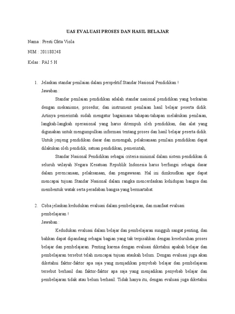 Uas Evaluasi Presti Okta Viola | PDF | Karier & Perkembangan ...