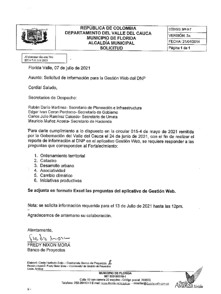 Solicitud de Información - Gestión Web DNP | PDF