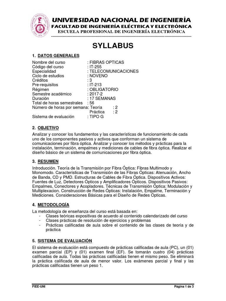 It255 Syllabus | Descargar gratis PDF | Fibra óptica | Óptica