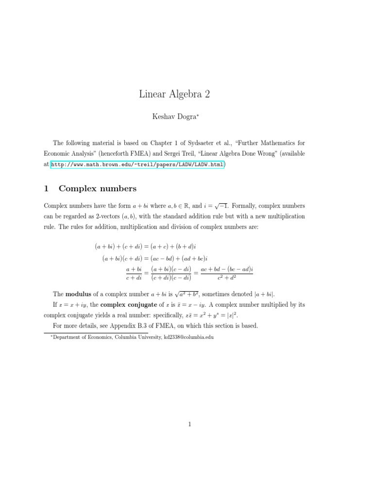 Linear Algebra 2 | PDF | Eigenvalues And Eigenvectors | Zero Of A Function
