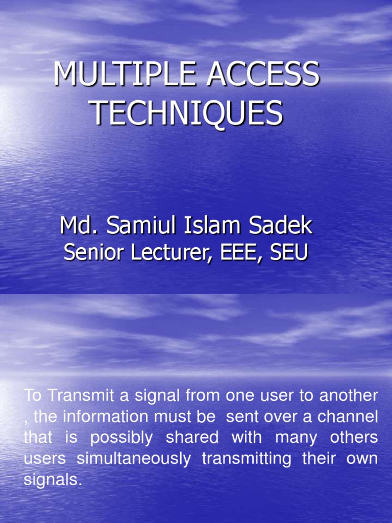 Multiple Access Technique | Download Free PDF | Channel Access Method | Communication