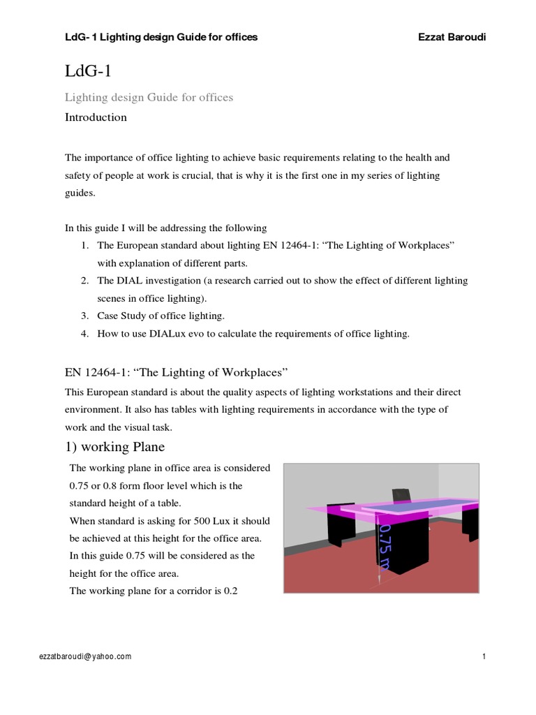 Lighting Design Guide For Offices: 1) Working Plane | PDF | Lighting ...