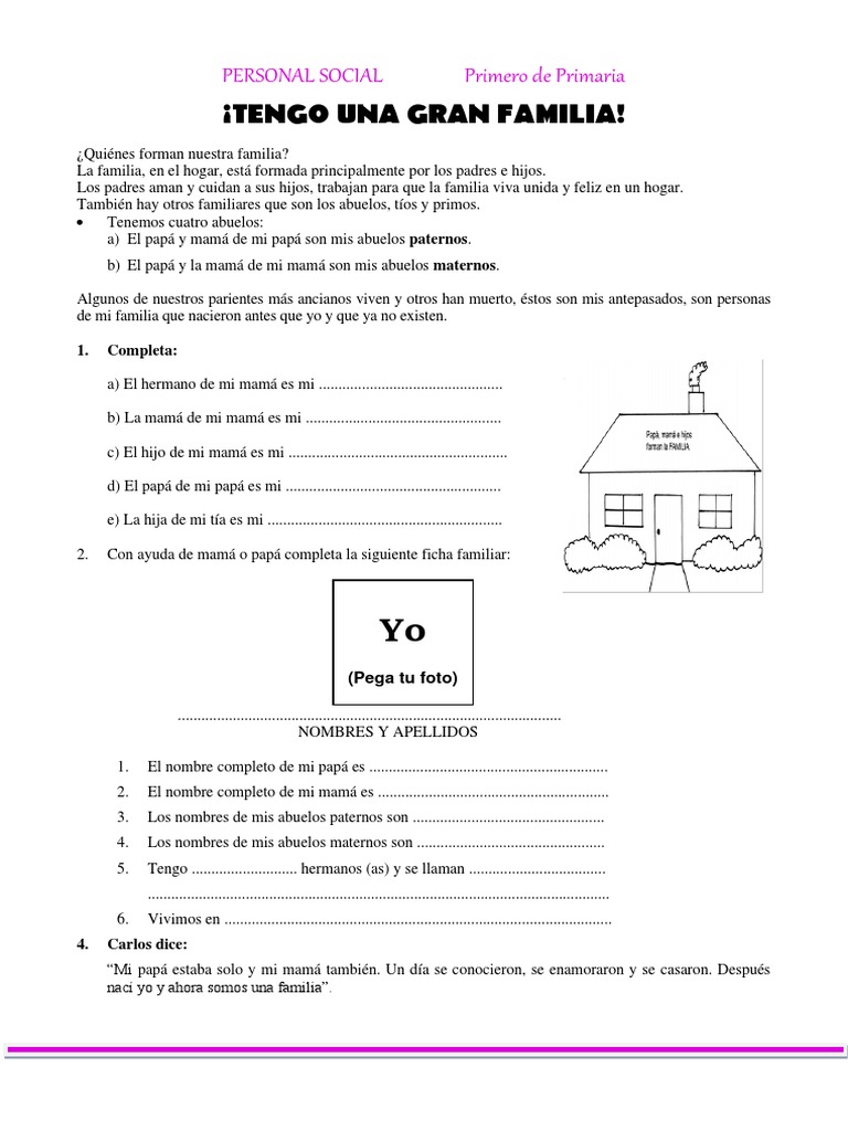 Mi Familia para Primero de Primaria | PDF