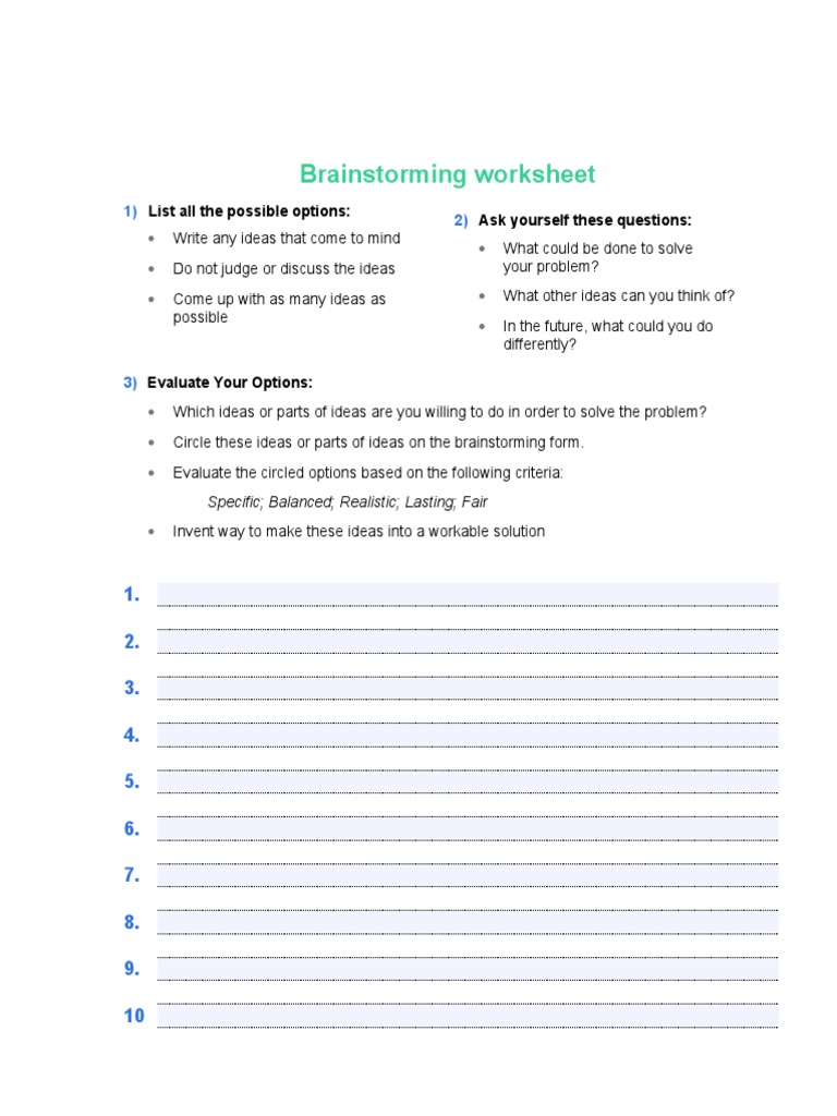 Brainstorming Template | PDF