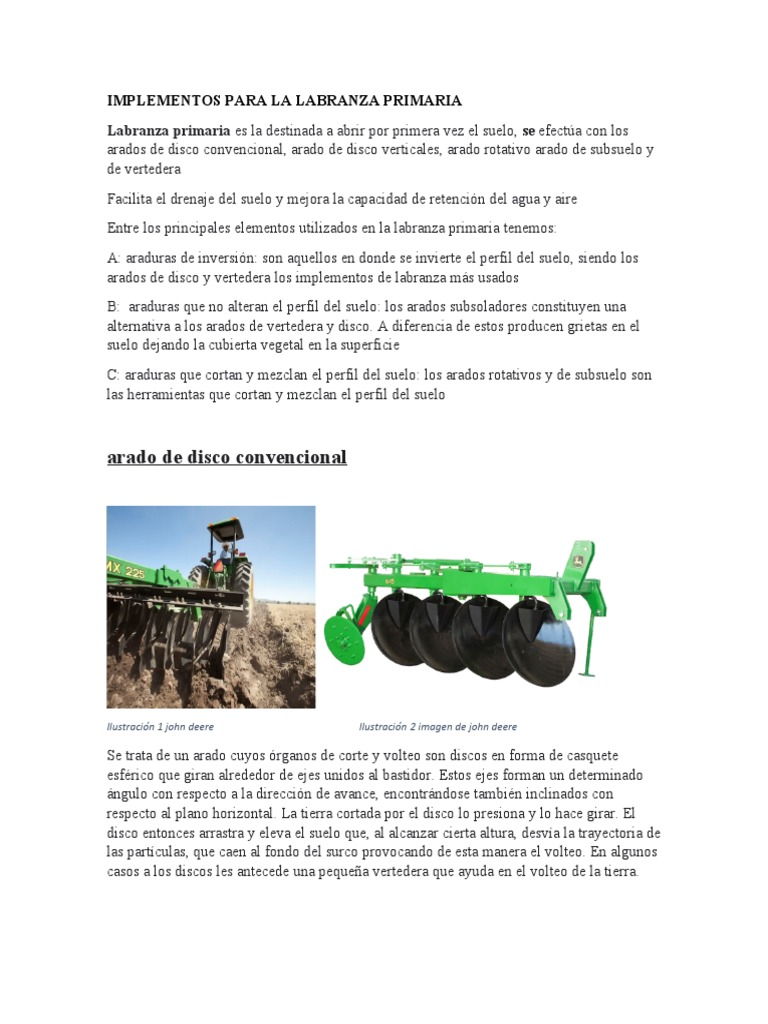 Implementos para La Labranza Primaria | PDF | Arado | Suelo