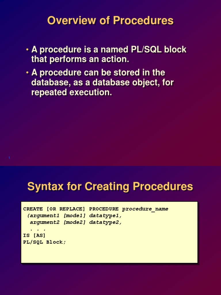 Overview Of Procedures Pdf Pl Sql Parameter Computer Programming