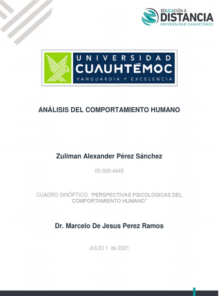 "Perspectivas Psicológicas Del Comportamiento Humano"zuliman A.perez ...