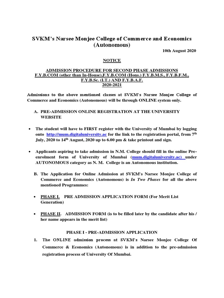 SVKM's Narsee Monjee College of Commerce and Economics (Autonomous) | PDF