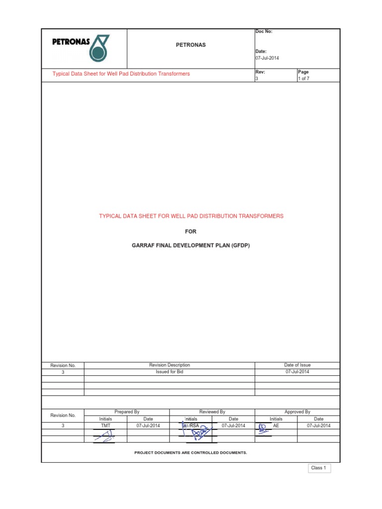 Typical Data Sheet For Well Pad Distribution Transformer | PDF ...