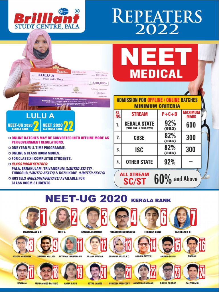 Repeaters Neet Brochure Aug 14 | PDF | Fee | Payments