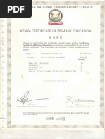 KCSE Certificate Sample and Details | PDF