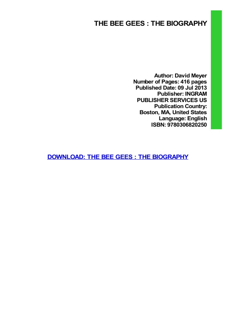 Download: The Bee Gees: The Biography | PDF | Books | Internet