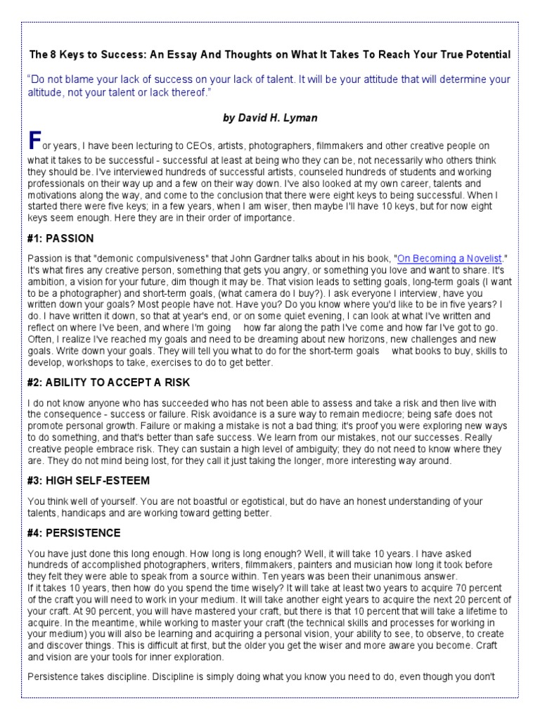 The 8 Keys To Success | PDF | Psychology | Human Nature
