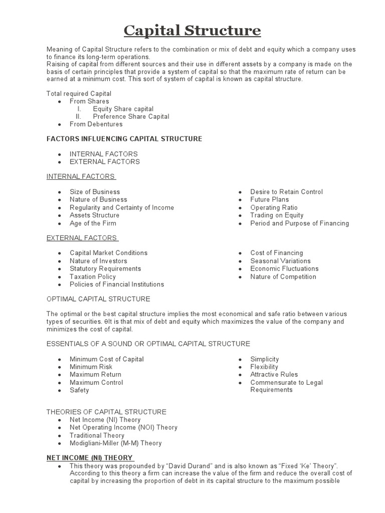 Factors Influencing Capital Structure | PDF | Capital Structure ...